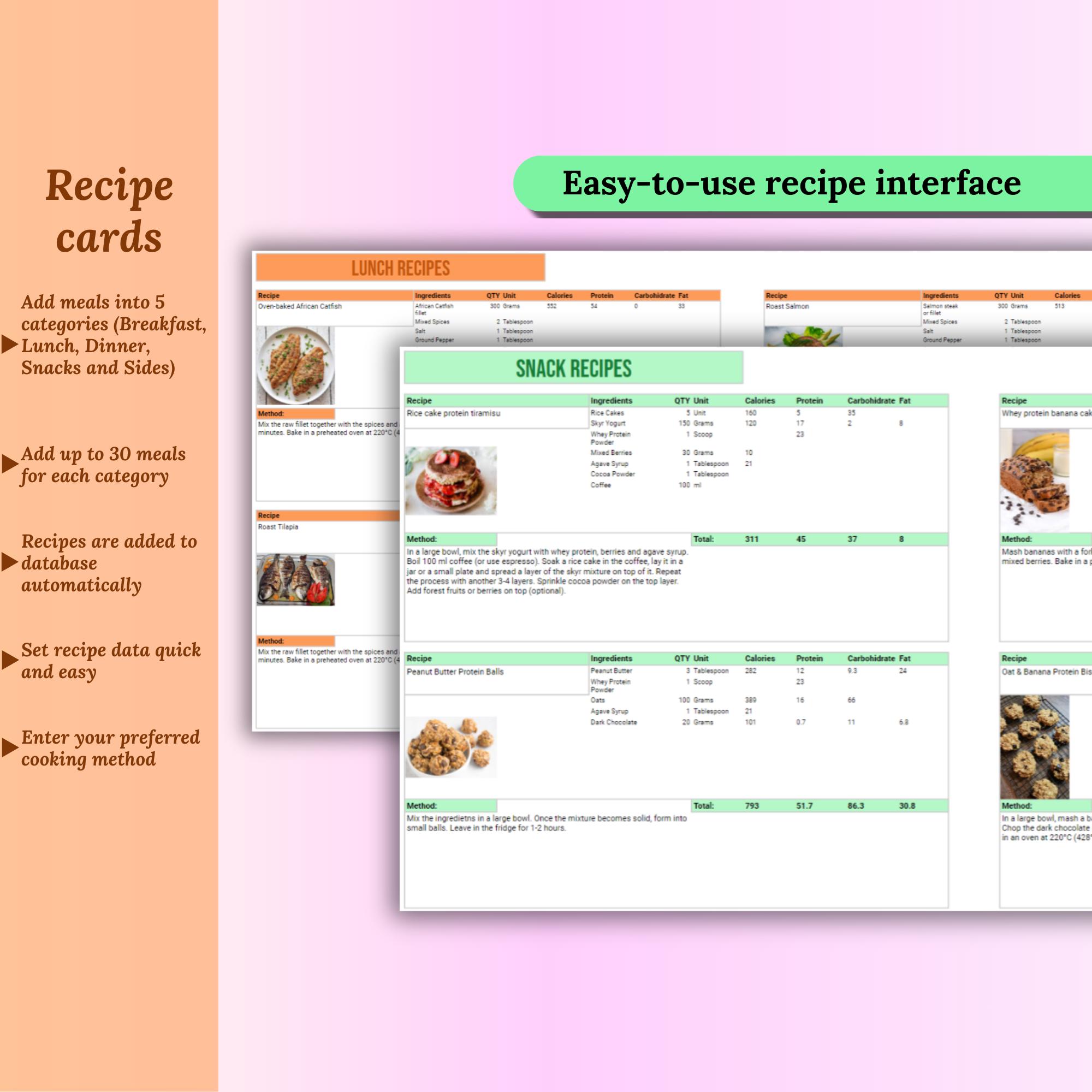 Weekly Meal Planner Google Sheets | Colorful Recipe Journal | Automatic ...
