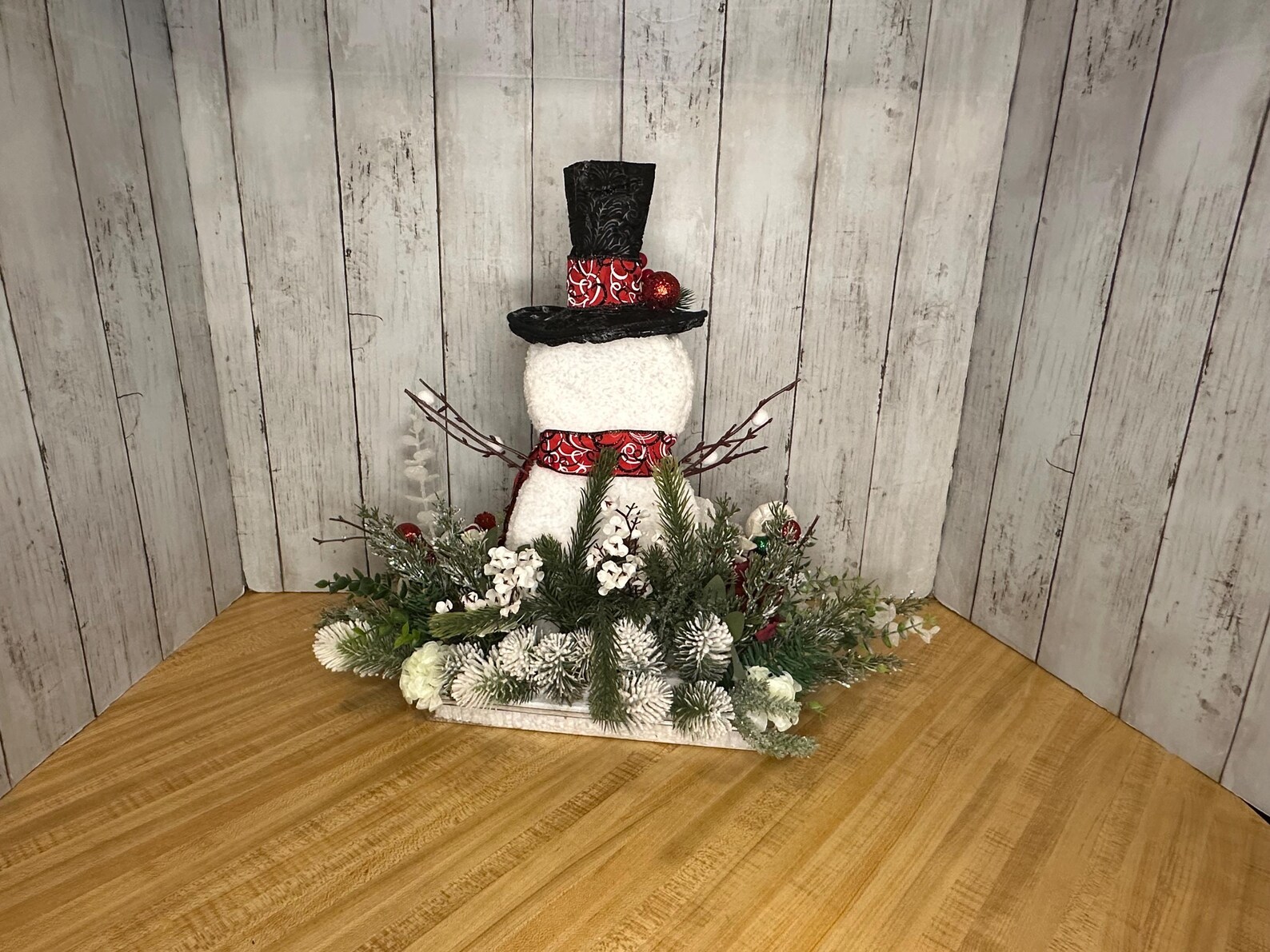 Merry Christmas Snowman Floral Arrangement - Etsy