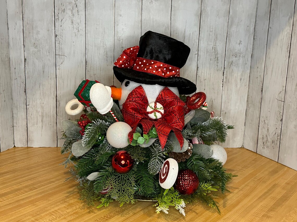Snowman Centerpiece/floral Arrangement - Etsy