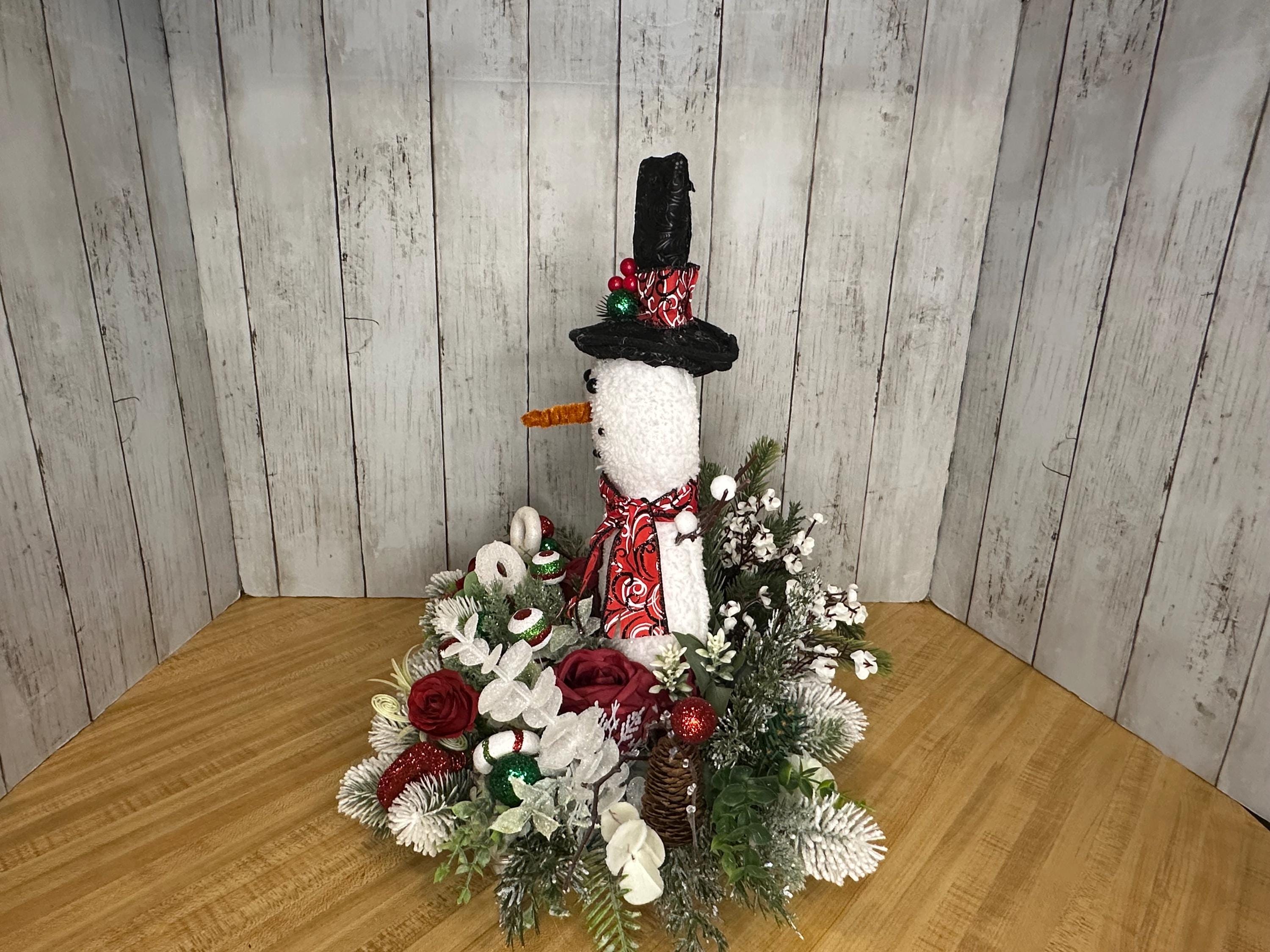 Merry Christmas Snowman Floral Arrangement - Etsy