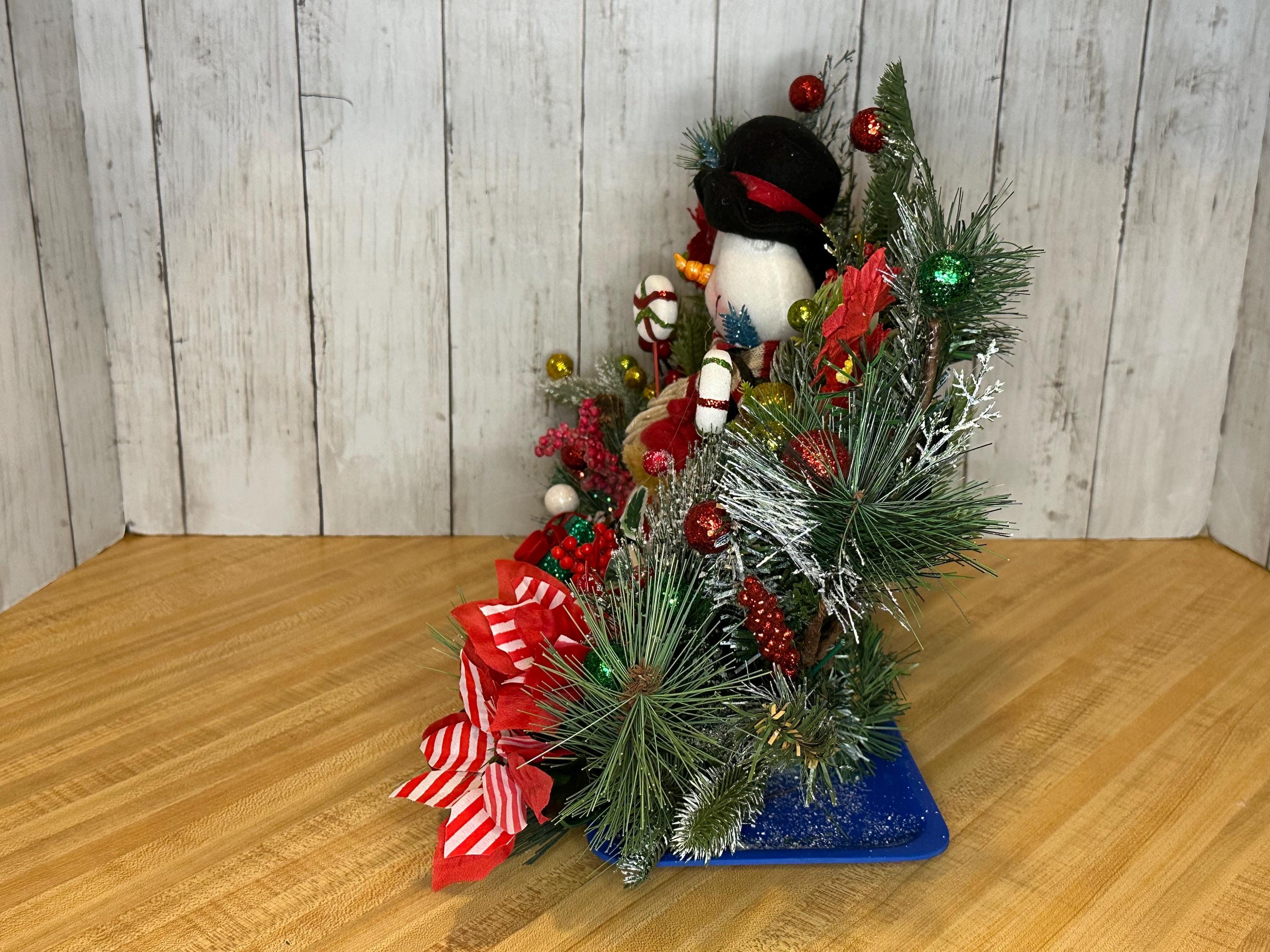 Merry Christmas Snowman Floral Arrangement - Etsy