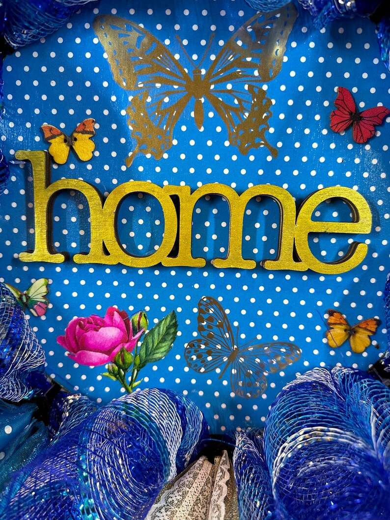 Beautiful Blue Welcome Home Front Door Wreath - Etsy