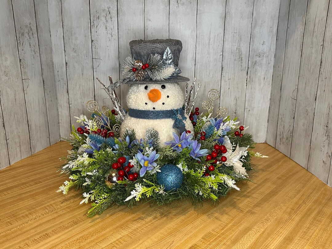 Snowman Centerpiece/floral Arrangement - Etsy