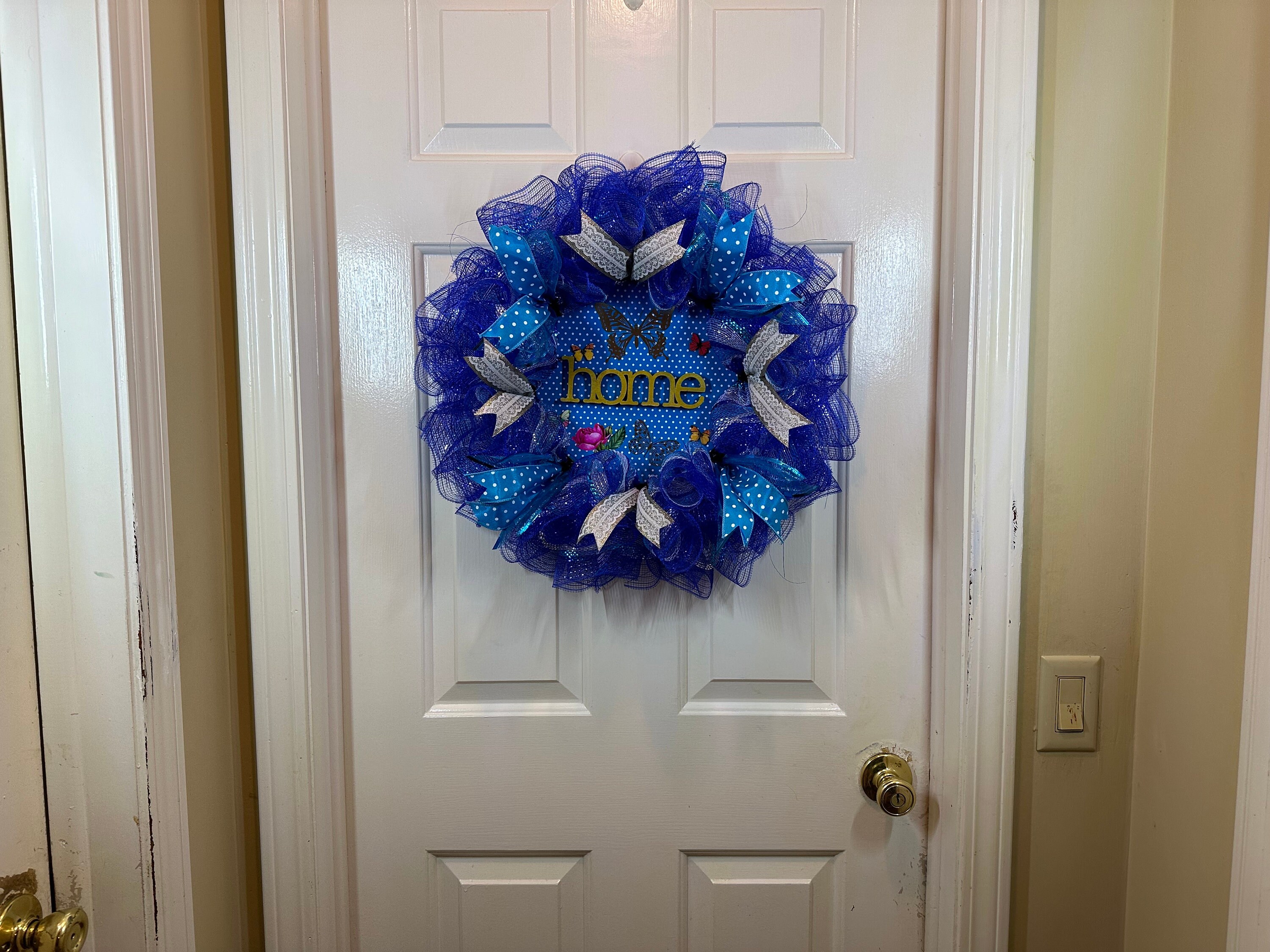 Beautiful Blue Welcome Home Front Door Wreath - Etsy