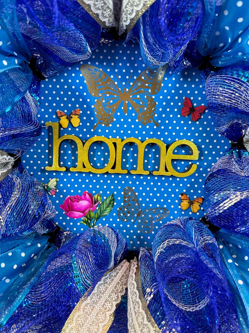 Beautiful Blue Welcome Home Front Door Wreath - Etsy