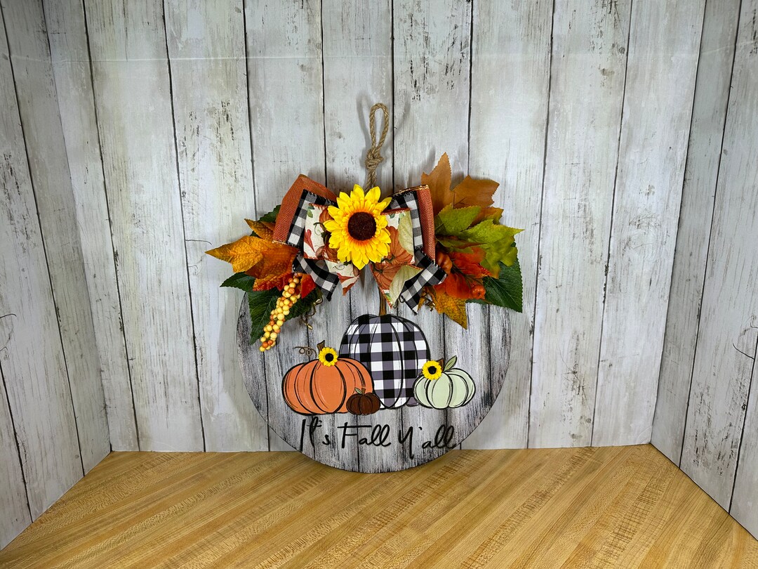 Fall Pumpkin Wood Door Sign - Etsy