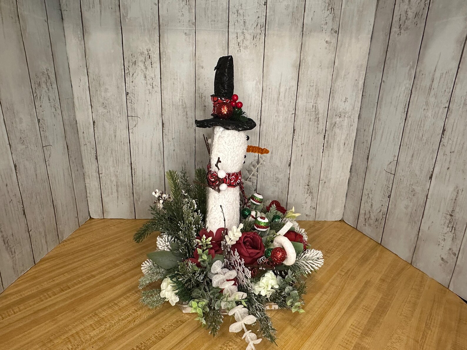 Merry Christmas Snowman Floral Arrangement - Etsy