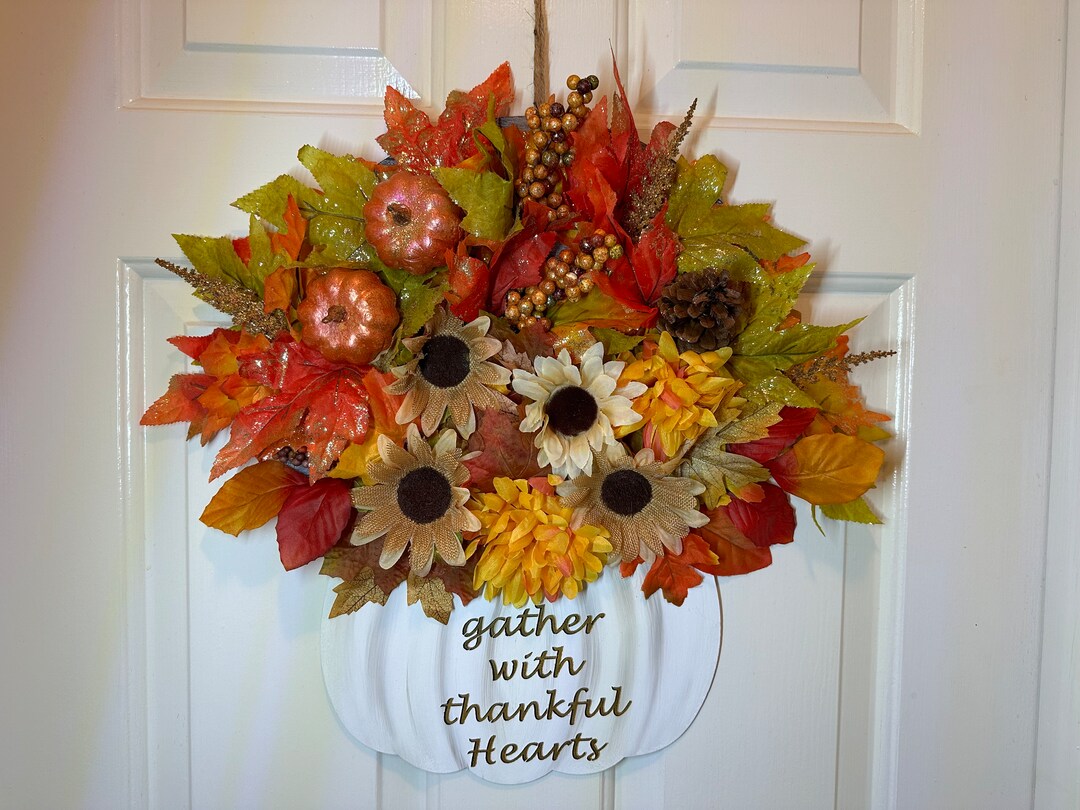 Gather With Thankful Hearts Door Round - Etsy