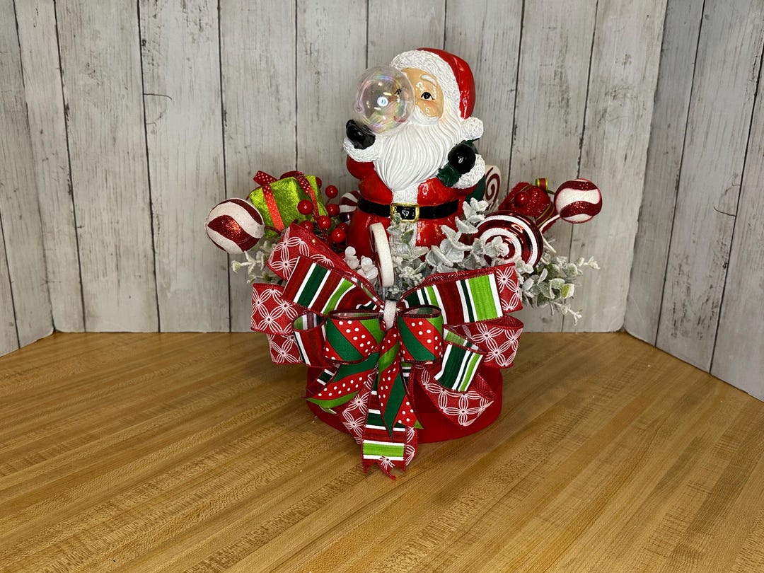 Santa Floral Arrangement, Christmas Arrangement, Christmas Decor ...