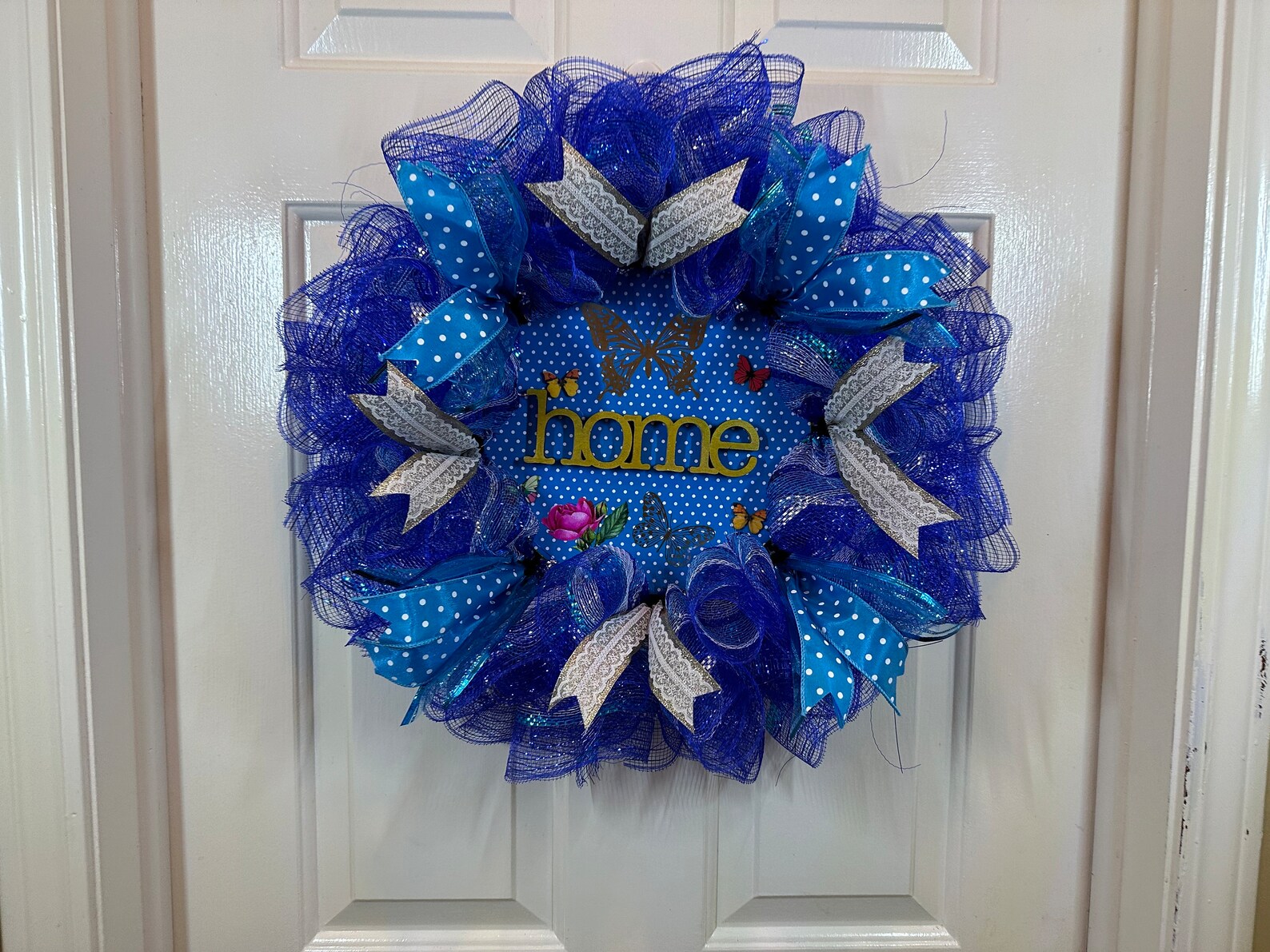 Beautiful Blue Welcome Home Front Door Wreath - Etsy