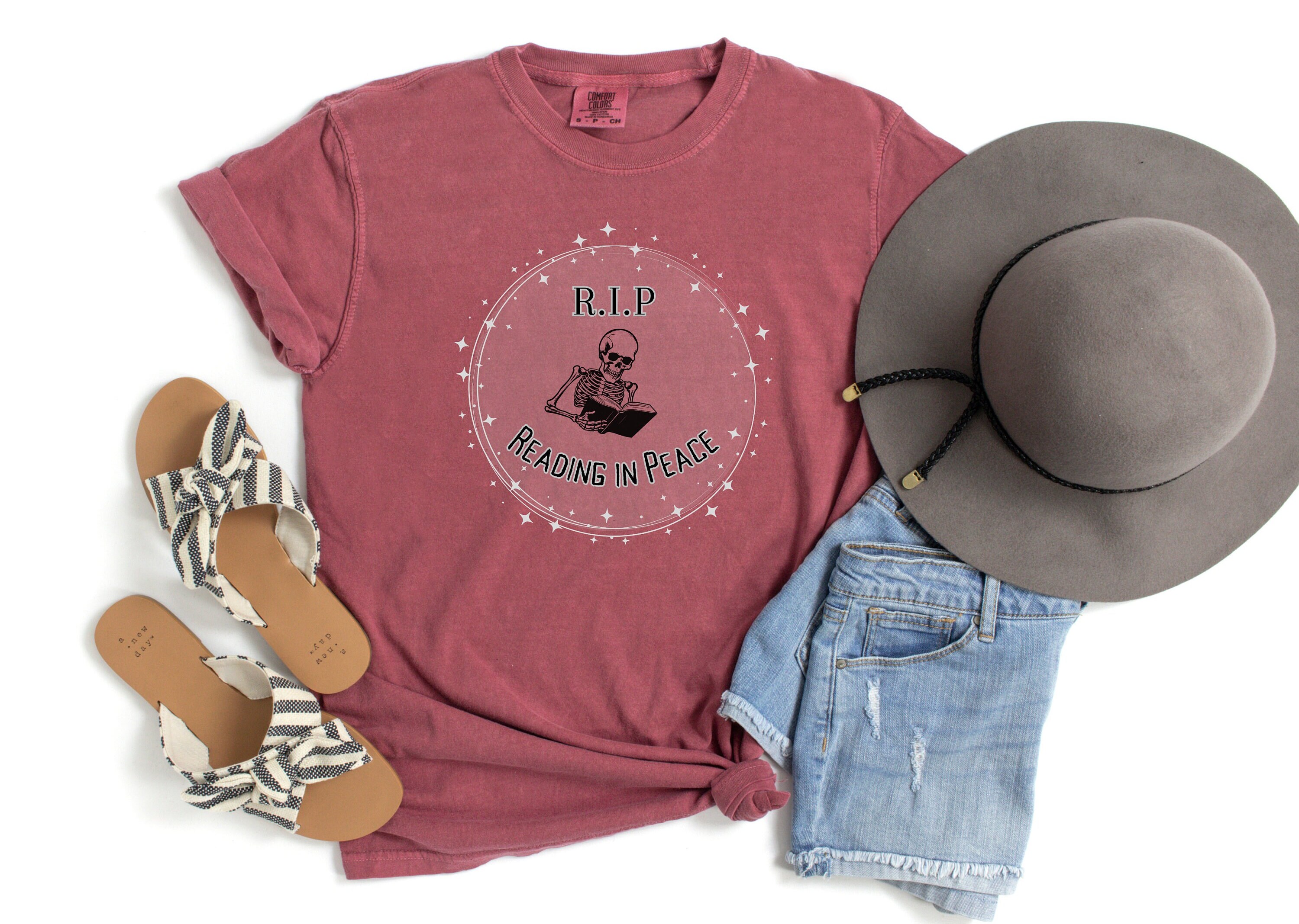 RIP Reading in Peace Skeleton Short Sleeve Shirt Unique Literary Tee ...