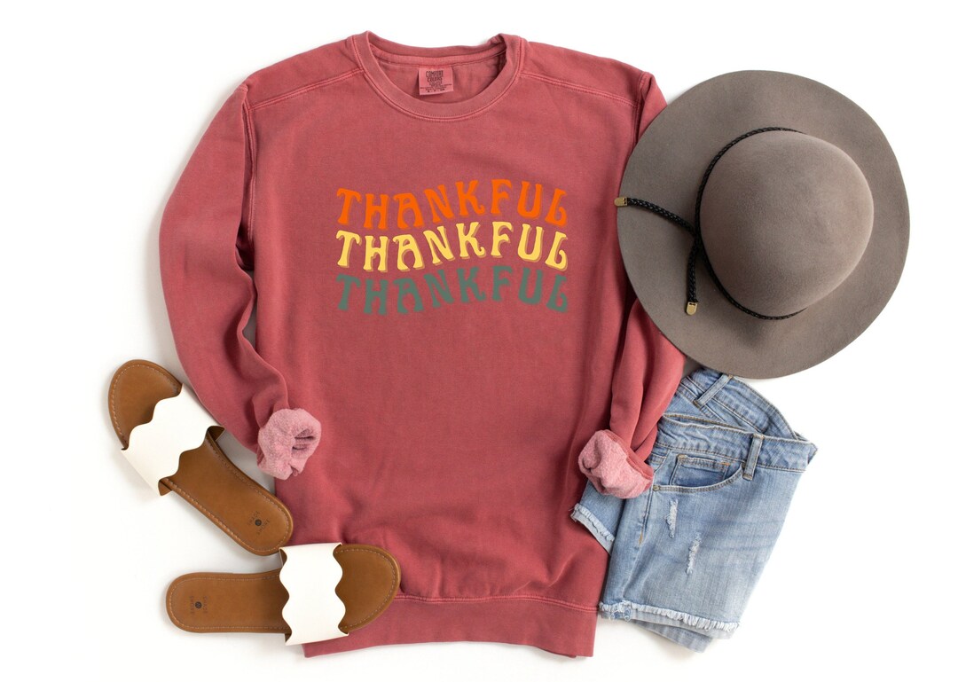 Thankful Sweater Wave Design, Thanksgiving Sweater, Cozy Gratitude ...