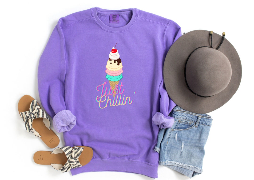 Ice Cream Cone Sweater, Retro Just Chillin' Sweater, Fun & Stylish ...
