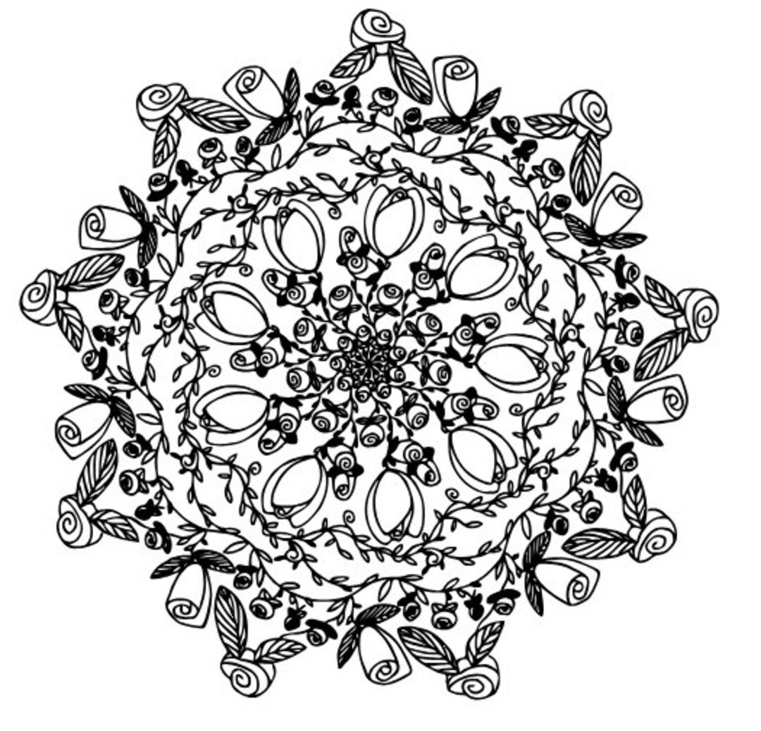 Vector Mandala Coloring Page - Etsy
