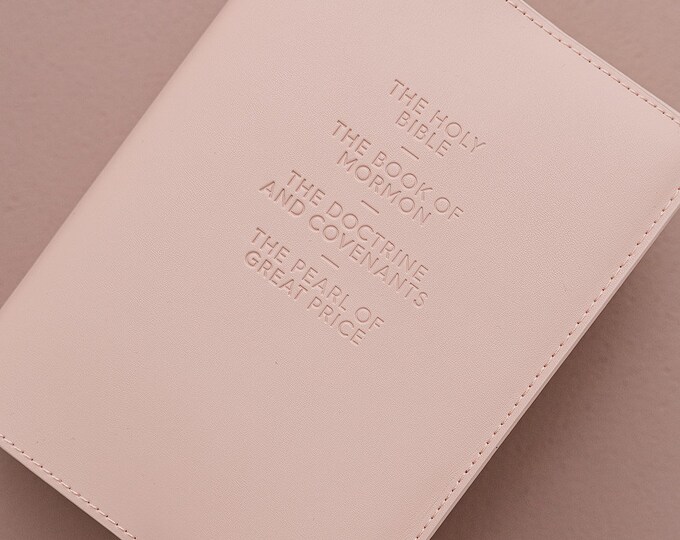 Pink Regular Size LDS Quad Leather Scripture Cover, LDS Scripture Cover ...