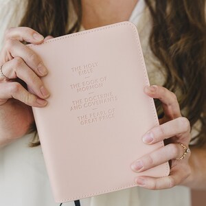 Pink Regular Size LDS Quad Leather Scripture Cover, LDS Scripture Cover ...