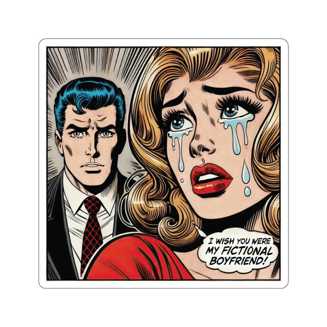Vintage Comic Style 'I Wish You Were My Fictional Boyfriend' Sticker ...