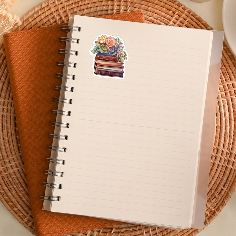 Botanical Book Stack Watercolor Sticker: Plant & Book Lover Gift - Etsy