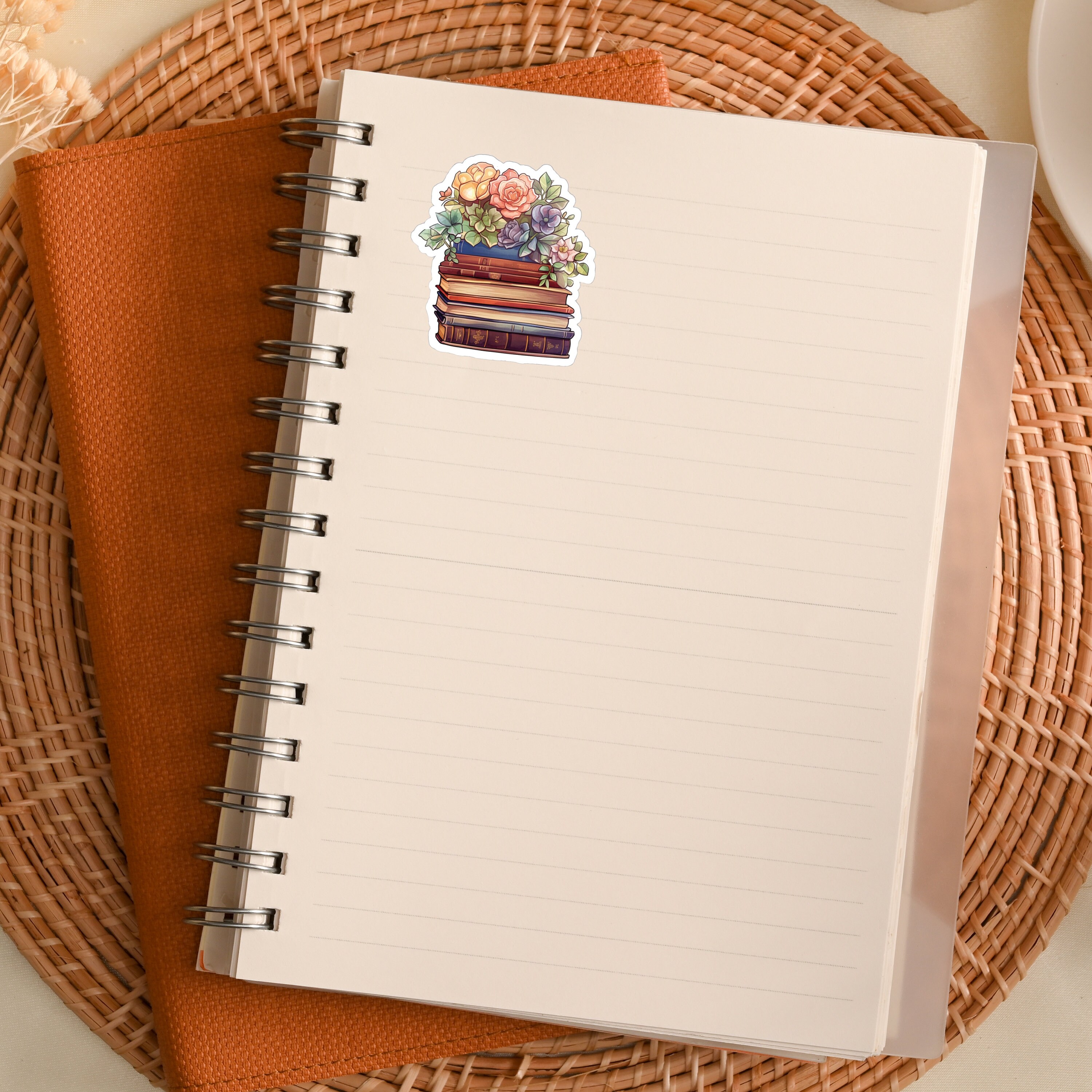 Botanical Book Stack Watercolor Sticker, Flowers Books Gift, Perfect ...