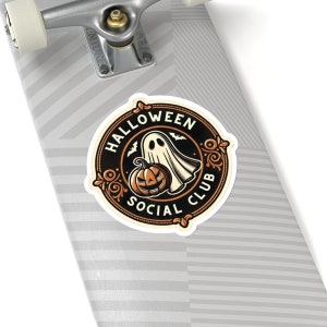 Halloween Social Club Sticker - Vintage Style Badge With Ghost and ...