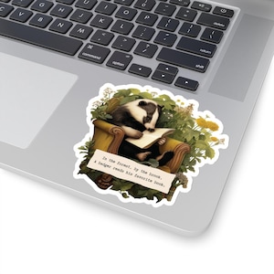 Badger Reading Sticker: Whimsical Animal Art Decal for Laptop - Etsy