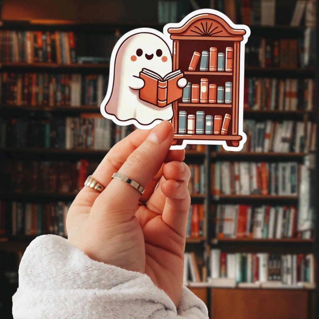 Cute Ghost Book Sticker | Book Lover Vinyl Sticker | Cozy Fall ...