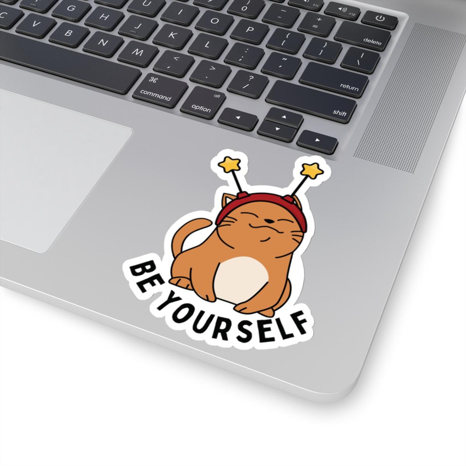 Be Yourself Cat Vinyl Sticker: Adorable Star Headband, Positive Vibes ...