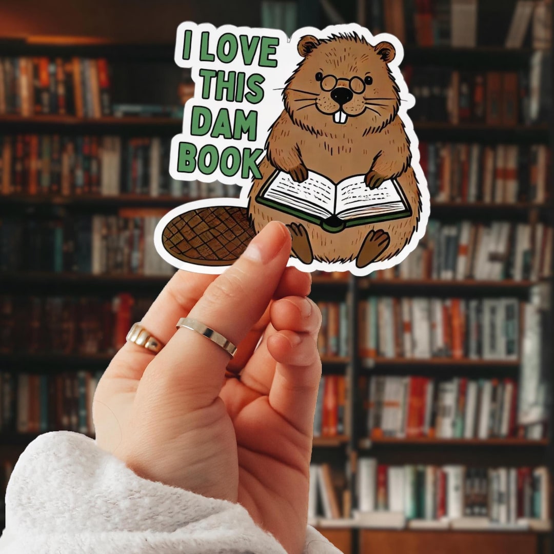 Beaver Reading Sticker: Funny Book Lover Vinyl Decal - Etsy