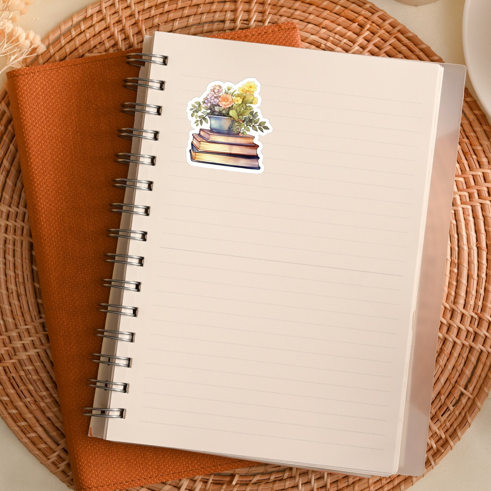 Stack of Books and Flowers Watercolor Sticker, Plant and Book Lover ...
