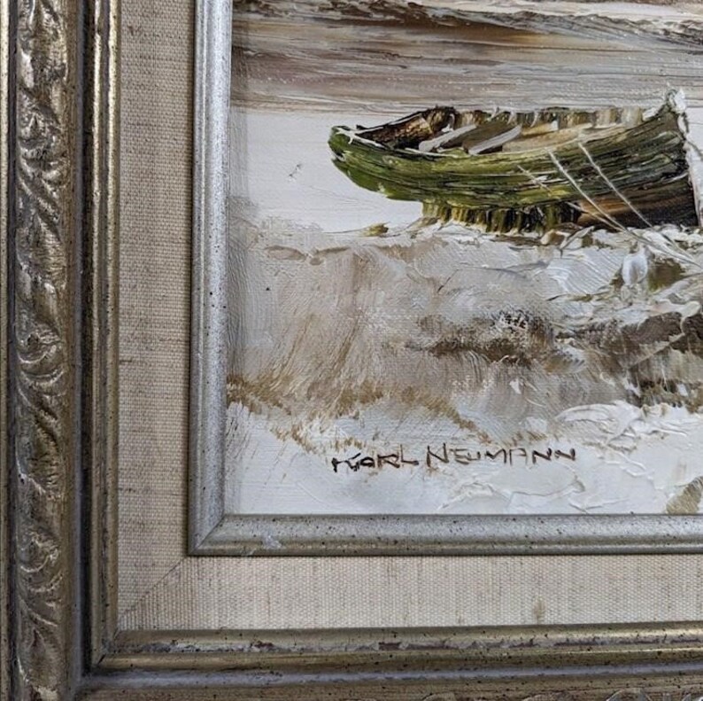 Karl Neumann Boat on A Beach Shore Seaside Original Oil Painting - Etsy