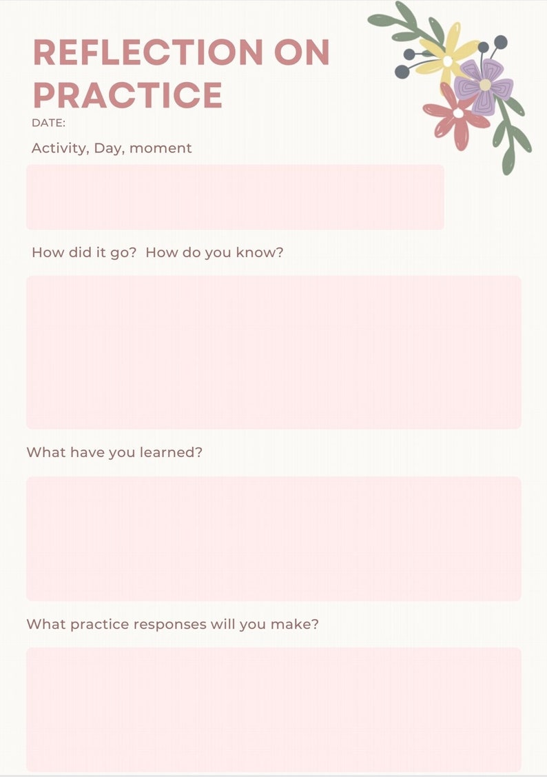 Reflection on Practice Template - Etsy