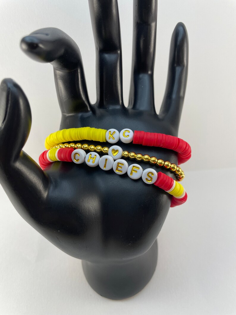 Kansas City Chiefs Bracelet Stack KC Chiefs Bracelets Chiefs Friendship Bracelets - Etsy