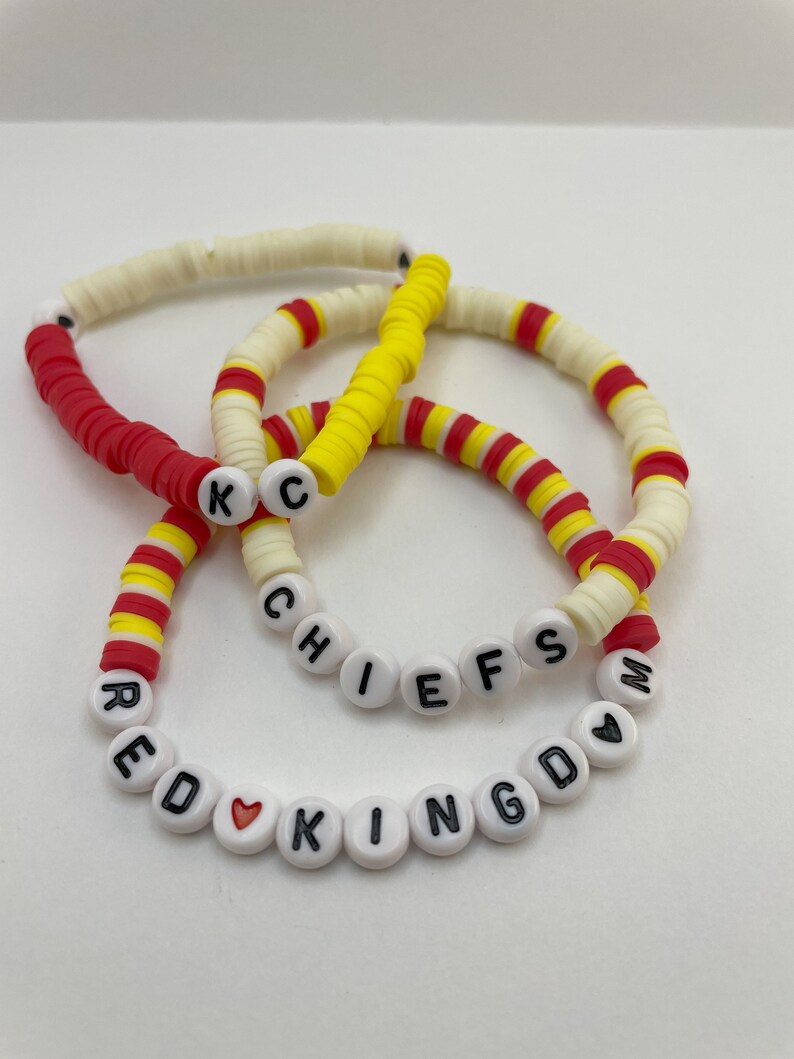 Kansas City Chiefs Bracelet Stack KC Chiefs Bracelets Chiefs Friendship Bracelts Chiefs ...