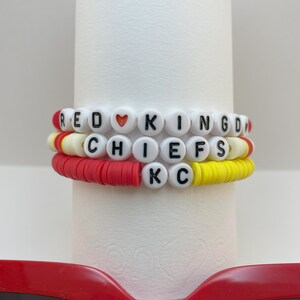 Kansas City Chiefs Bracelet Stack KC Chiefs Bracelets Chiefs Friendship Bracelts Chiefs ...