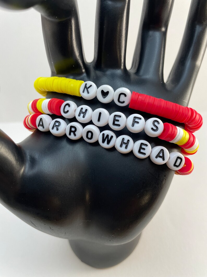 Kansas City Chiefs Bracelet Stack KC Chiefs Bracelets Chiefs Friendship Bracelets Arrowhead ...