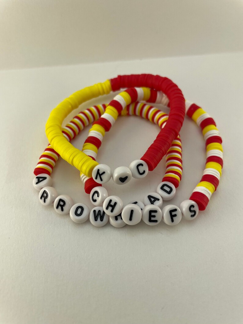 Kansas City Chiefs Bracelet Stack KC Chiefs Bracelets Chiefs Friendship Bracelets Arrowhead ...