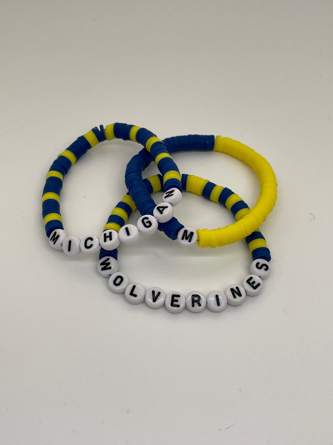 University of Michigan Bracelet Stack M Friendship Bracelets Michigan ...