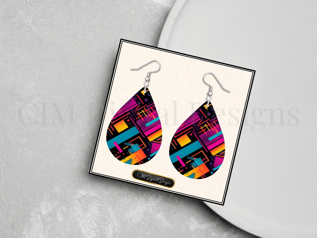 Retro Shapes Earring Sublimation Designs Tear Drop Earring - Etsy