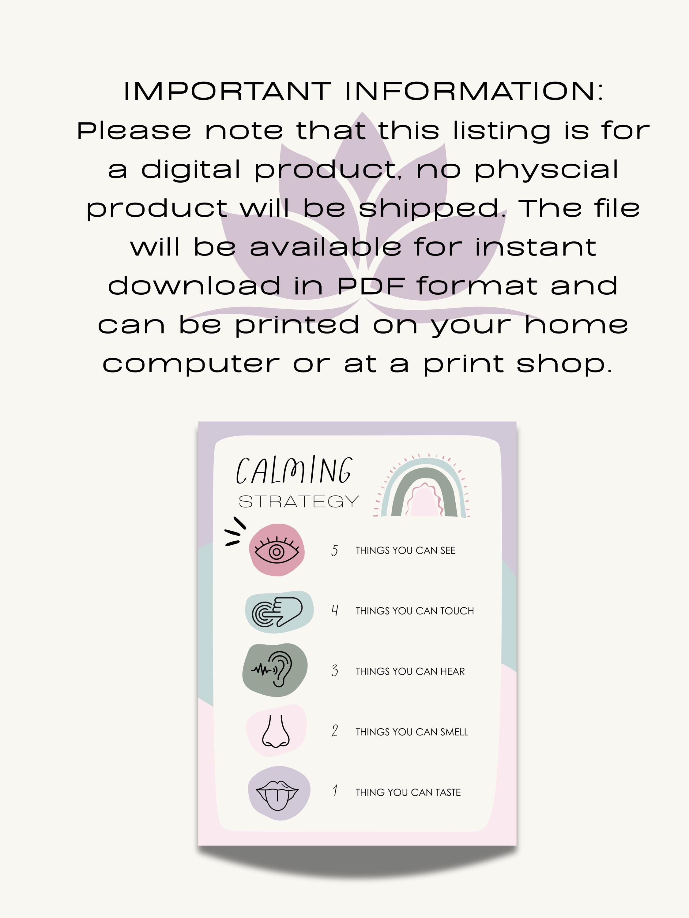 Kids Mindfulness Printable | Five Senses Grounding Activity | Calming ...