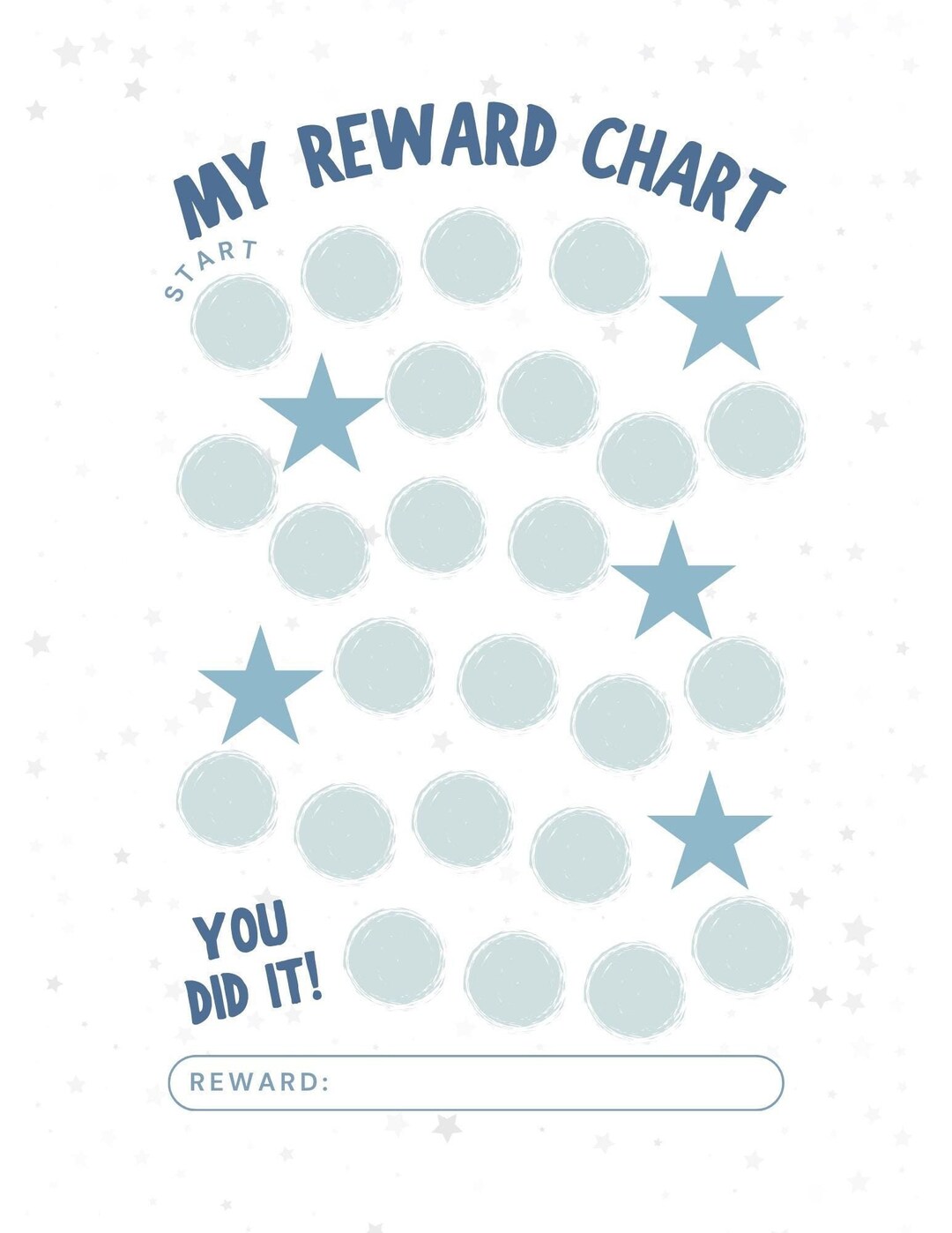 Kids Reward Chart Blue Printable Behavior Chart Daily Chore Chart ...