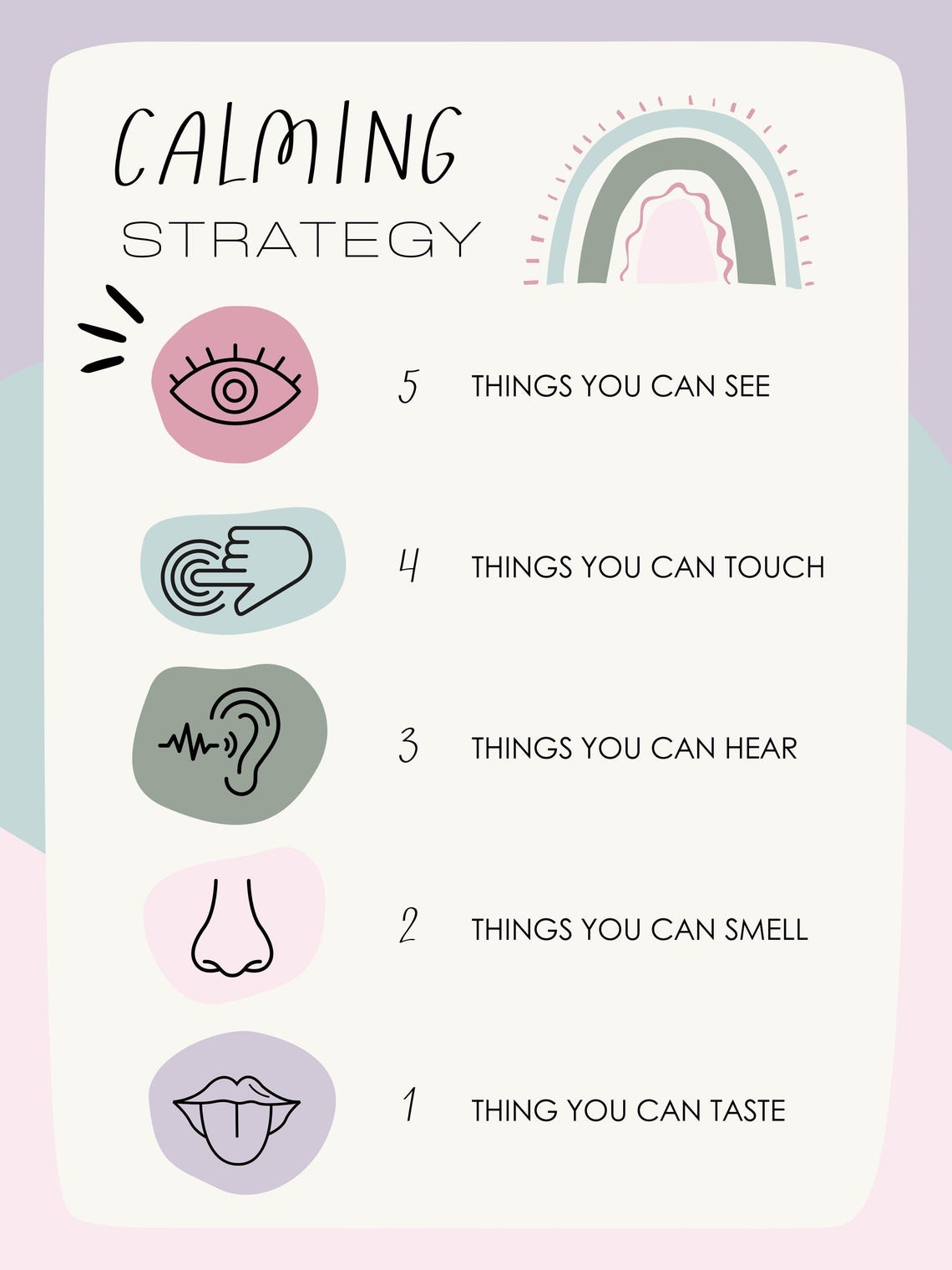 Kids Mindfulness Printable | Five Senses Grounding Activity | Calming ...