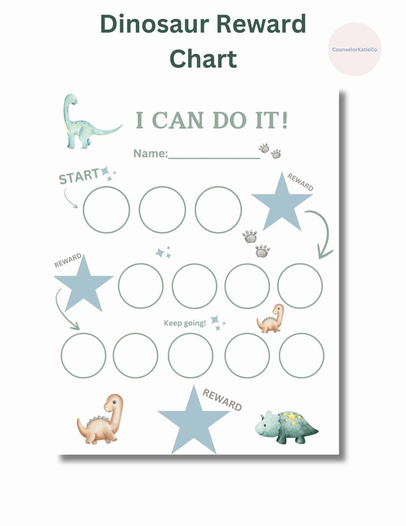 Dinosaur Reward Chart Kids Sticker Chart Instant Download Sticker Chart ...