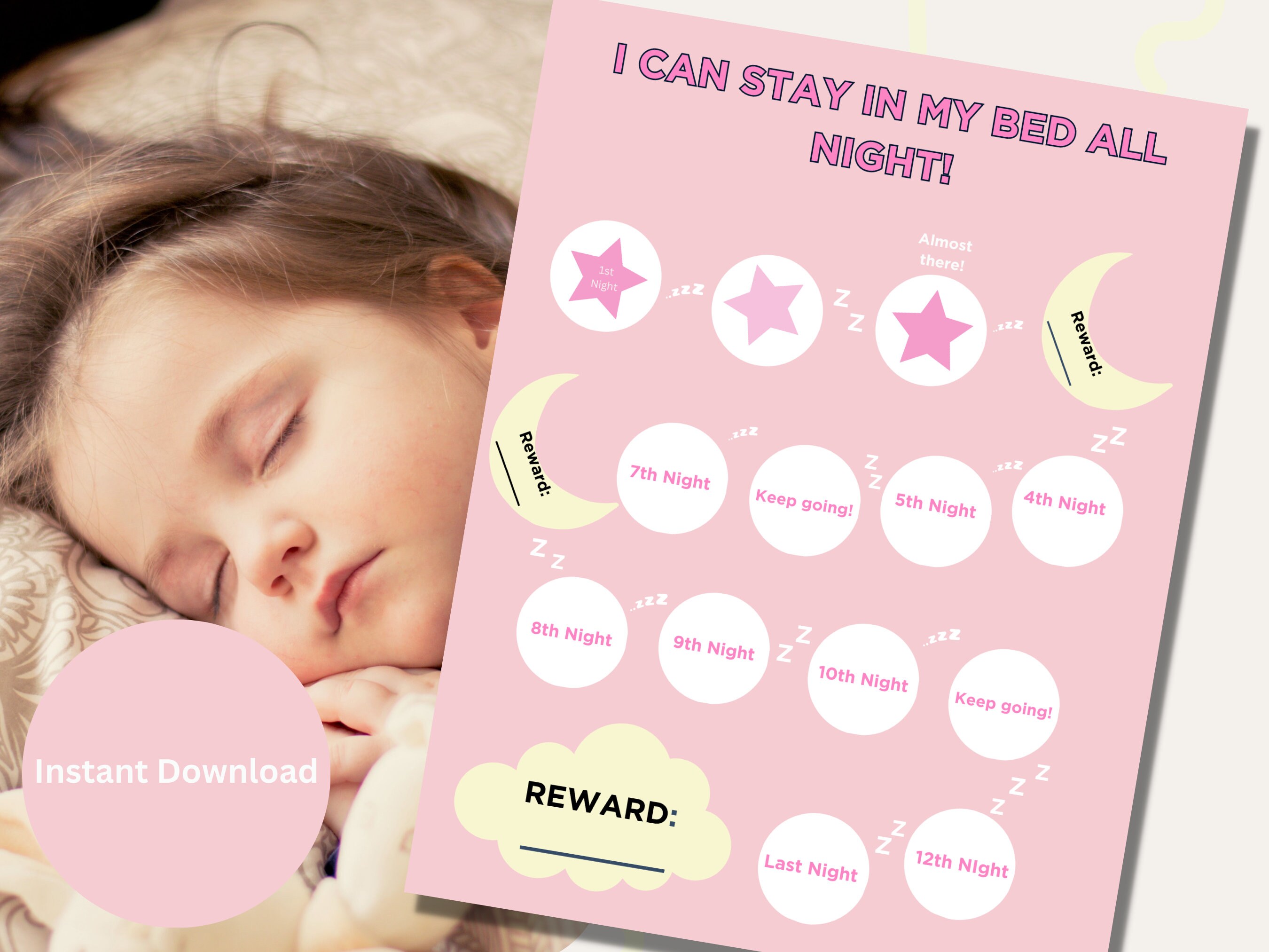 Sleep Reward Chart, Kids Reward Chart, Toddler Sticker Chart, Behavior ...