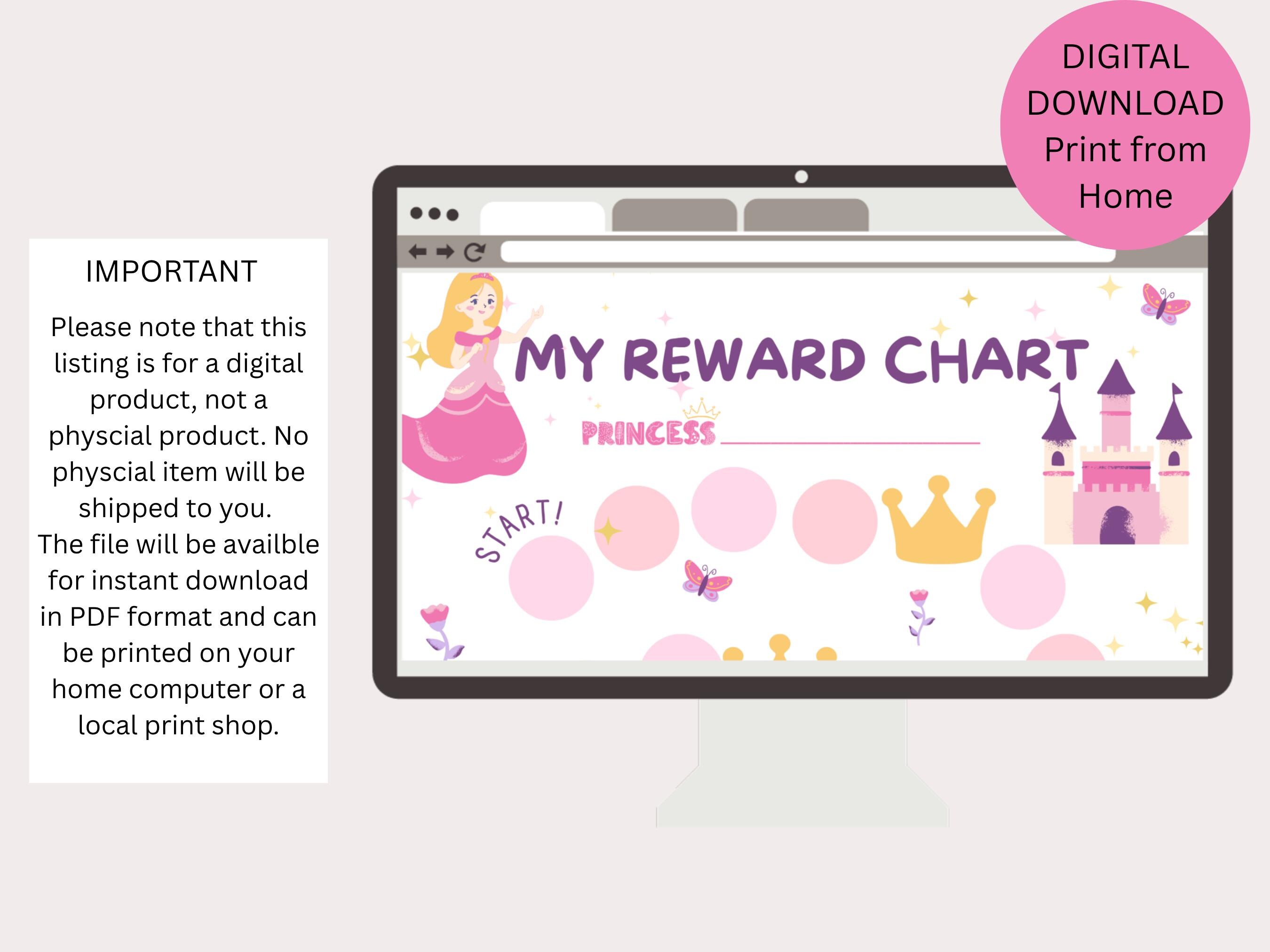 Princess Kids Reward Chart Kids Behavior Reward Chart Autism Sticker ...
