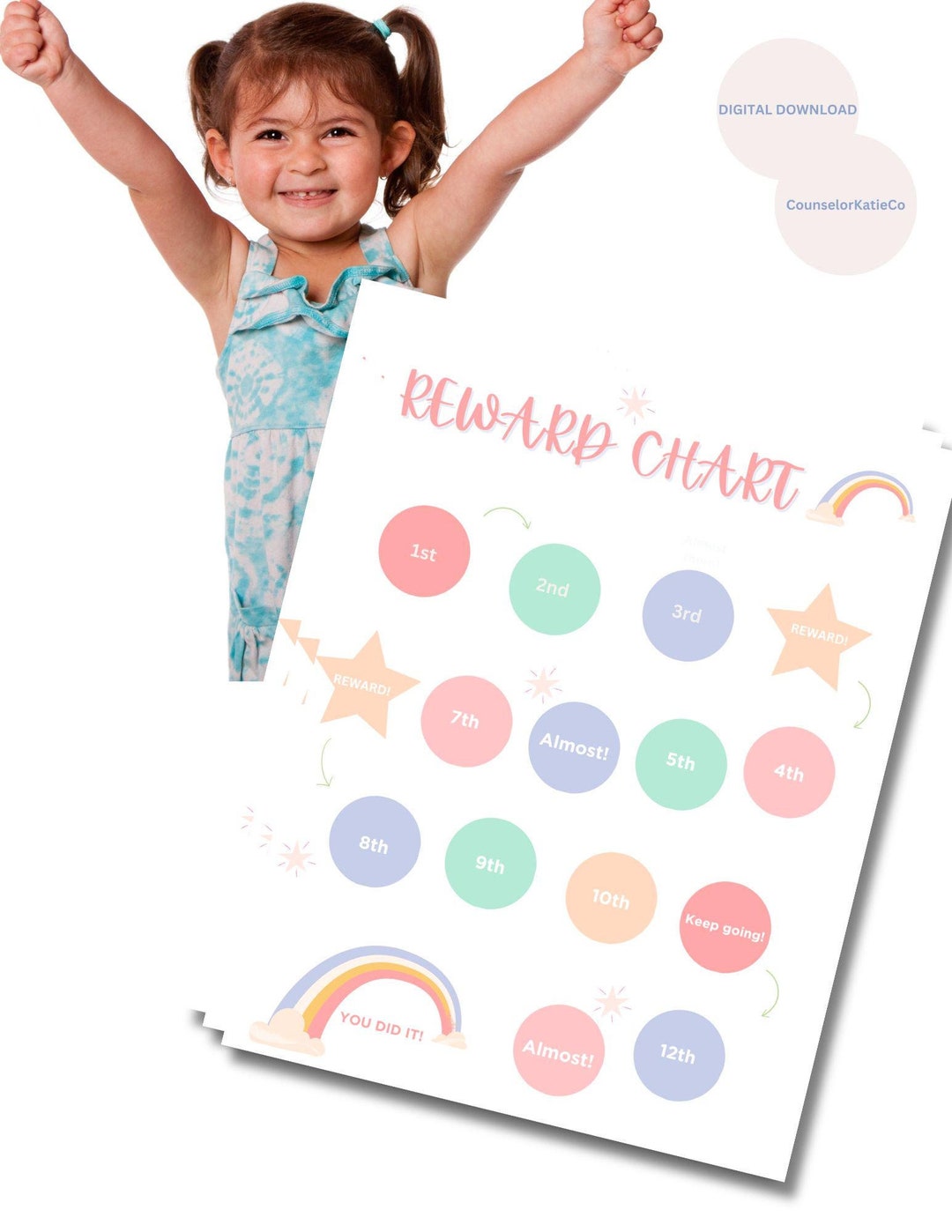Kids Reward Chart Positive Discipline Behavior Chart Preschool Sticker ...