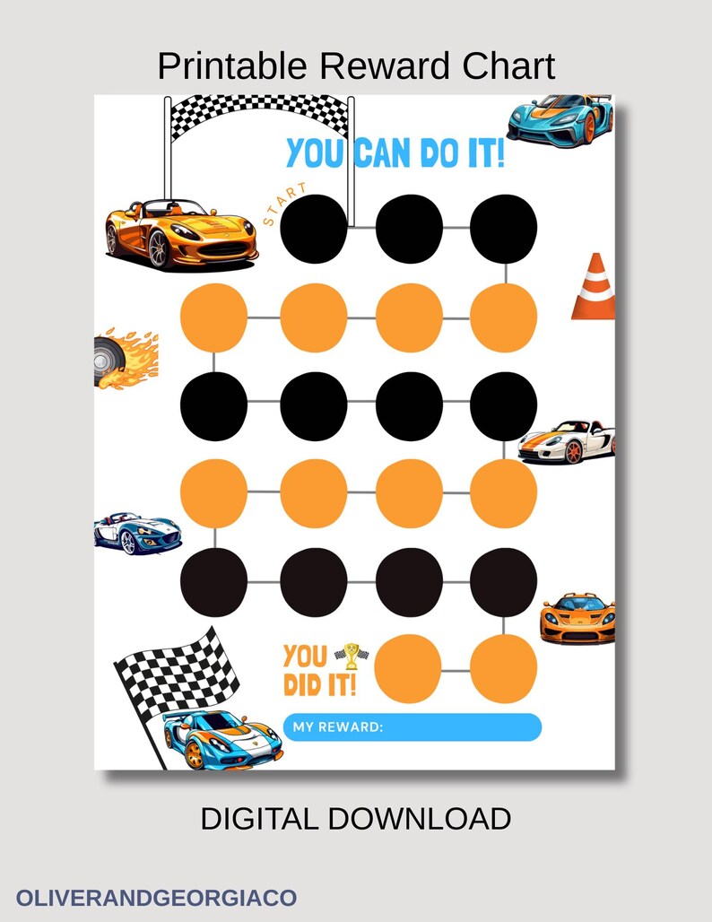 Race Car Reward Chart (digital Download) - Etsy
