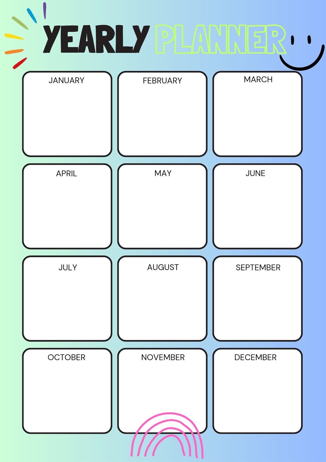 Yearly Planner to Help Keep You Organised and on Track of Things. - Etsy
