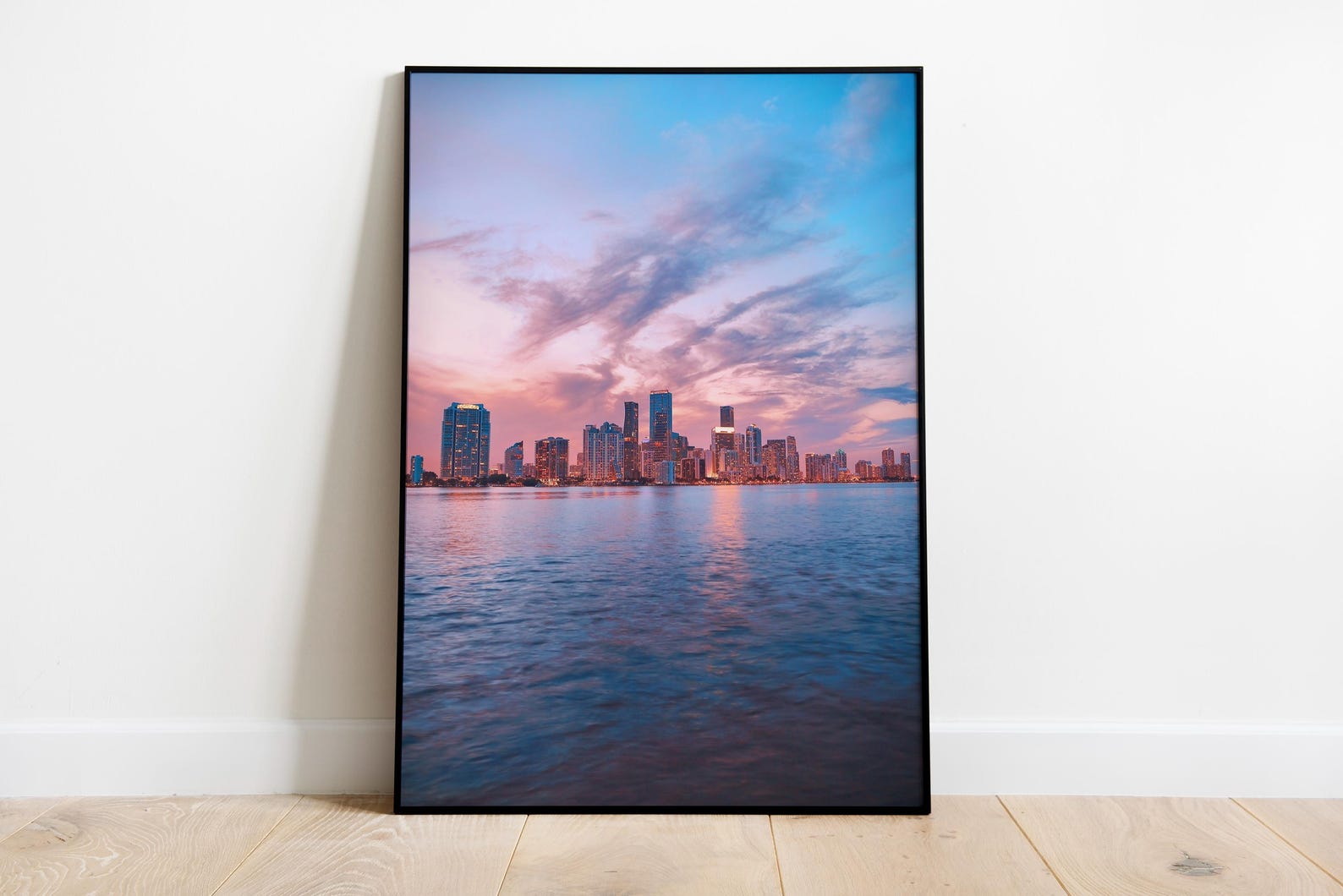 Miami Sunset Skyline Poster, Colorful Florida Wall Art, Vibrant Coastal ...