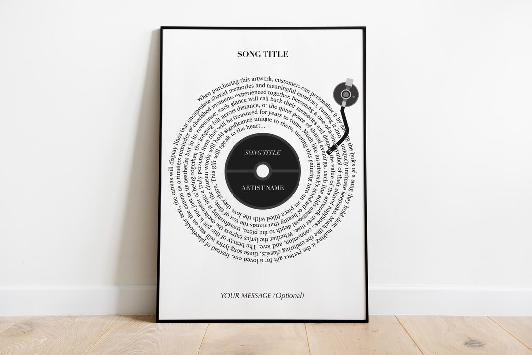 Personalised Vinyl Lyric Print, Custom Music Print, Anniversary Gift ...