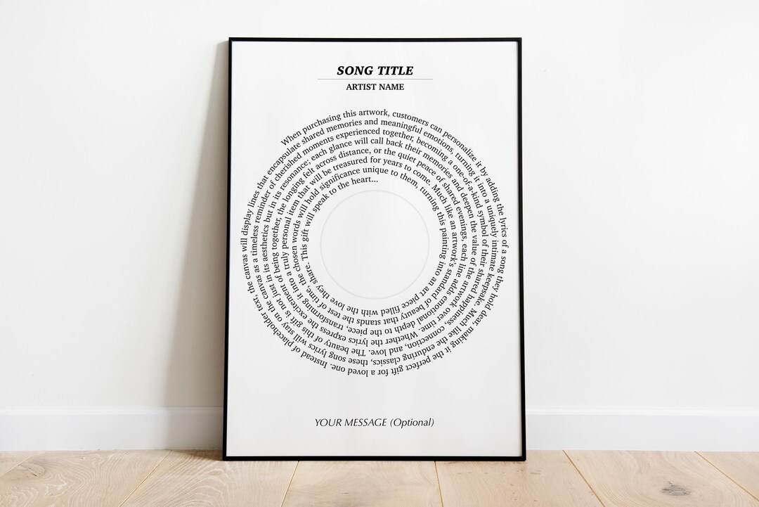 Custom Vinyl Lyrics Art | Downloadable Song Lyric Print | Personalized ...